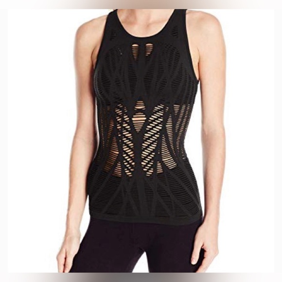 ALO Yoga | Tops | Vixen Fitted Laser Cut Tank Black | Poshmark